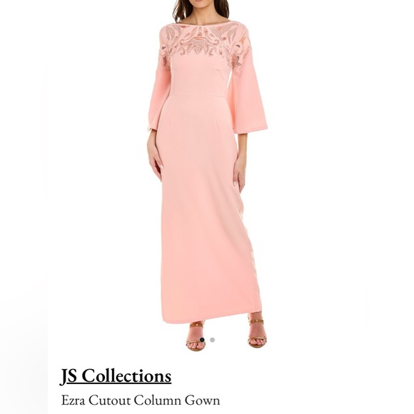 JS Collections | Dresses | Js Collections Pink Ezra Cutout Column Gown ...